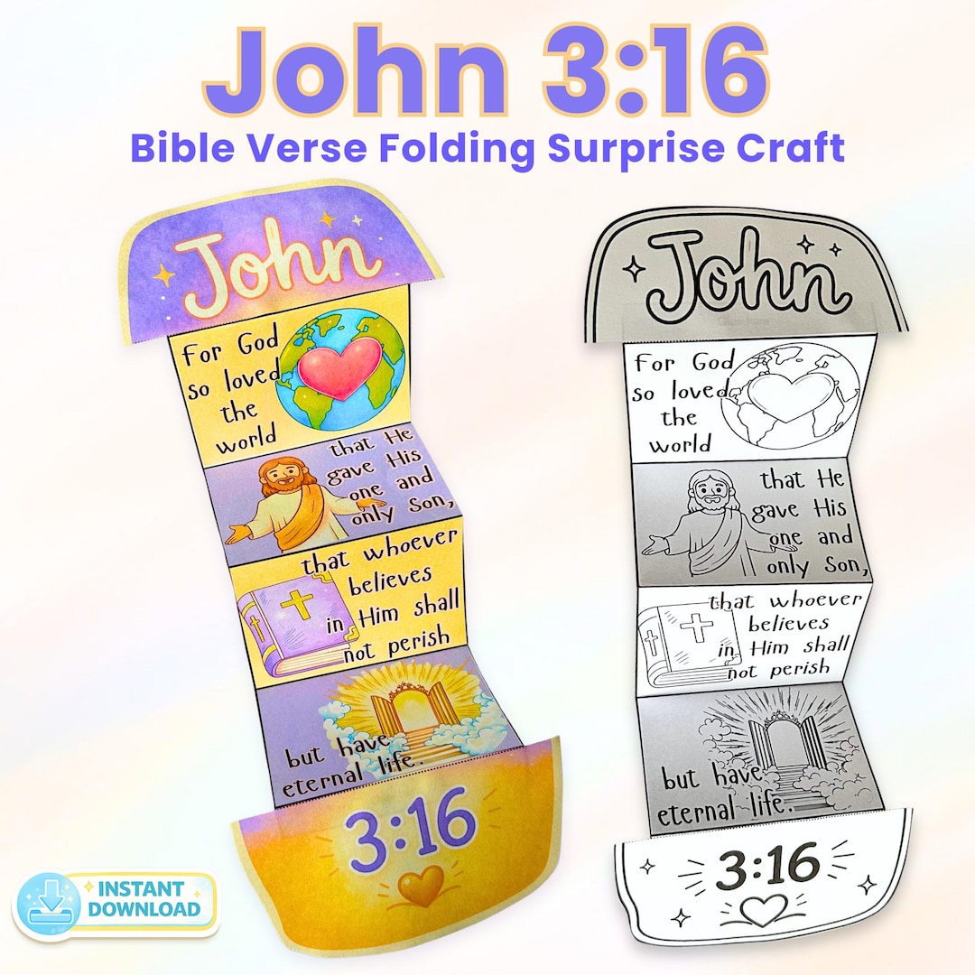 John 3:16 Craft | Bible Verse Folding Craft | Christian Printable ...