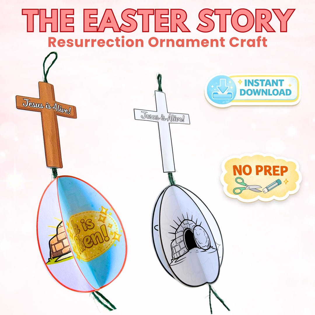 Easter Resurrection Ornament Craft | He is Risen Bible Printable Sunday ...