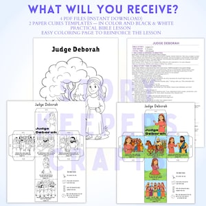 Judge Deborah 3D Cube Craft | Sunday School Bible Lesson & Coloring ...