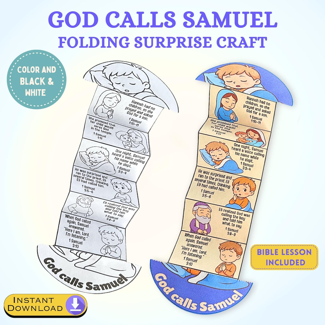 God Calls Samuel Craft | Printable Bible Lesson, Kids Activity (PDF) - Etsy