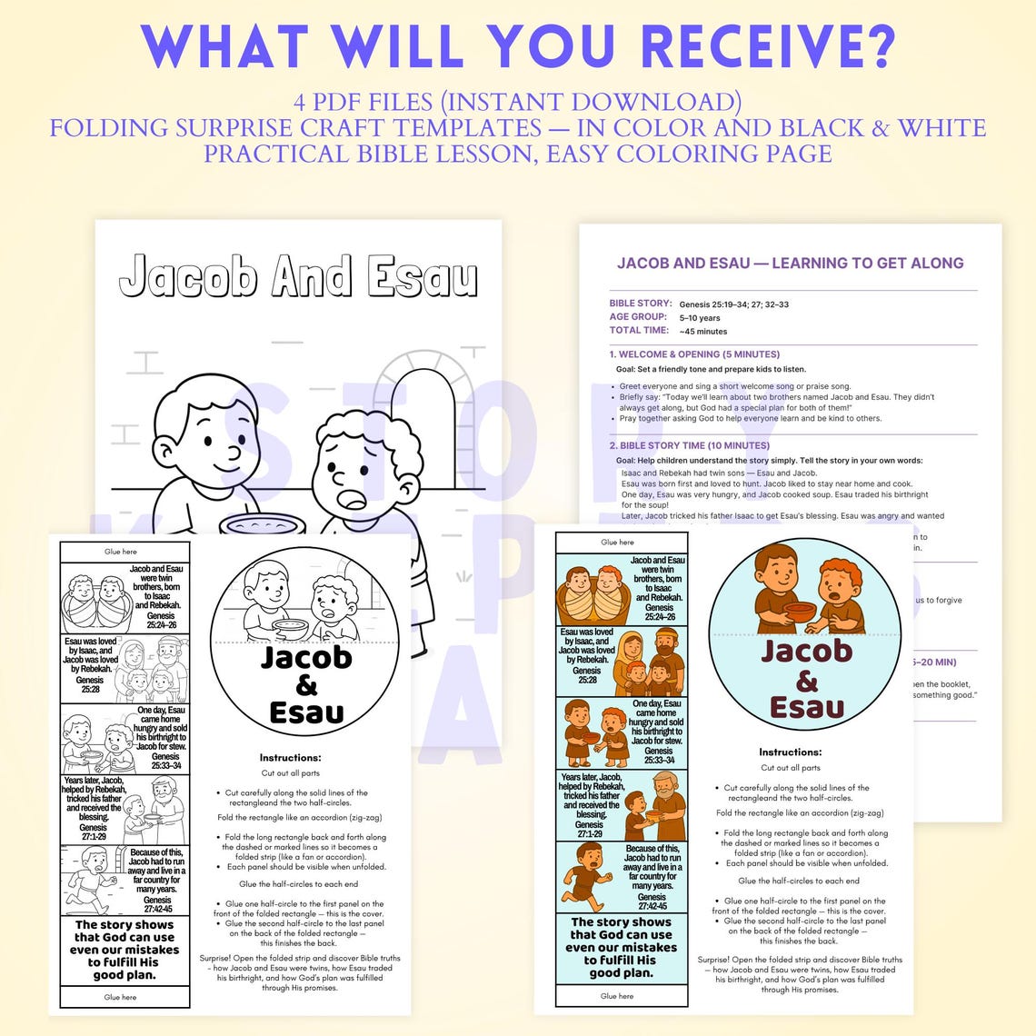 Jacob and Esau Bible Story Craft | Sunday School Lesson & Coloring Page ...