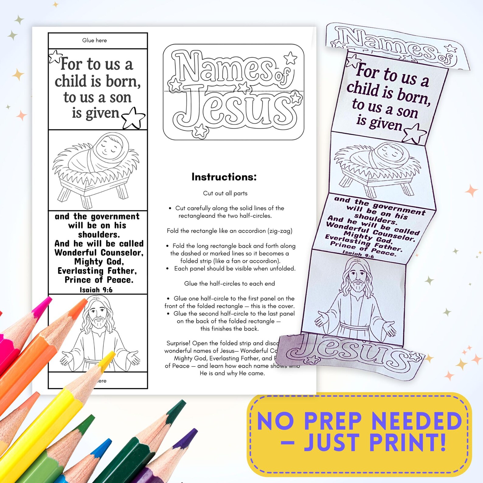 Isaiah 9:6 Names of Jesus Bible Verse Craft | Christmas Sunday School ...