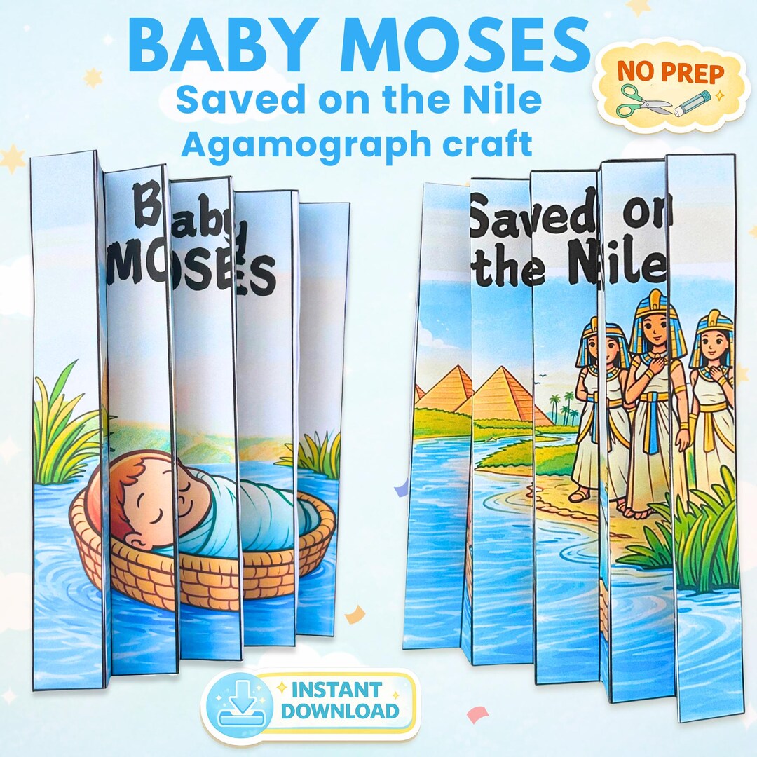 Baby Moses Saved on the Nile Agamograph | Sunday School Printable ...