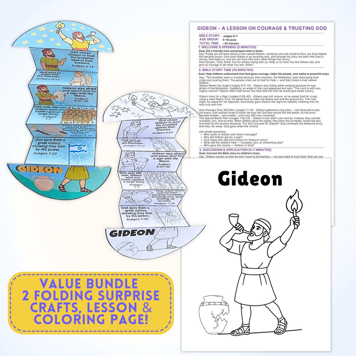 Gideon Craft | Folding Surprise Coloring Activity | Courage and Faith ...