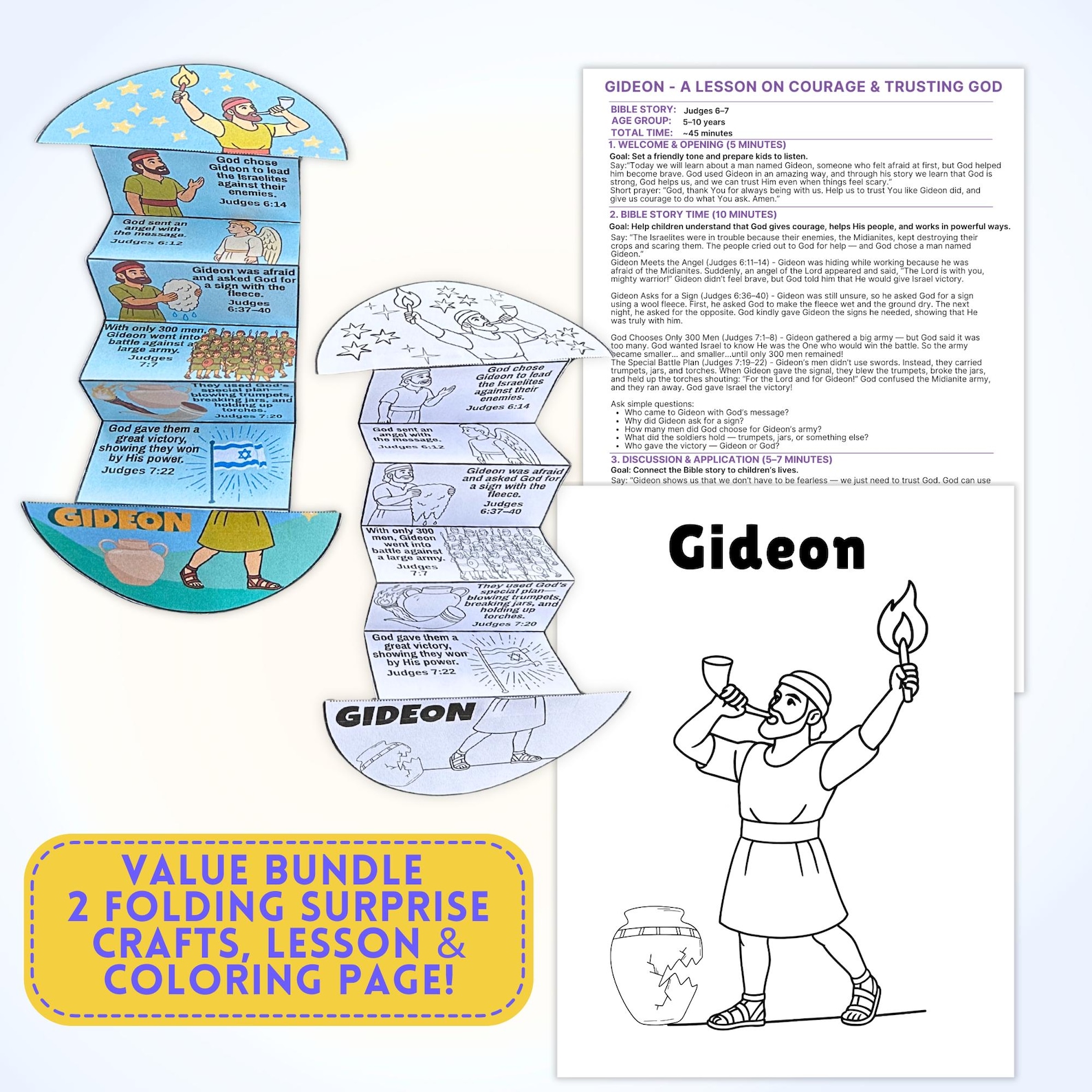 Gideon Craft | Folding Surprise Coloring Activity | Courage and Faith ...