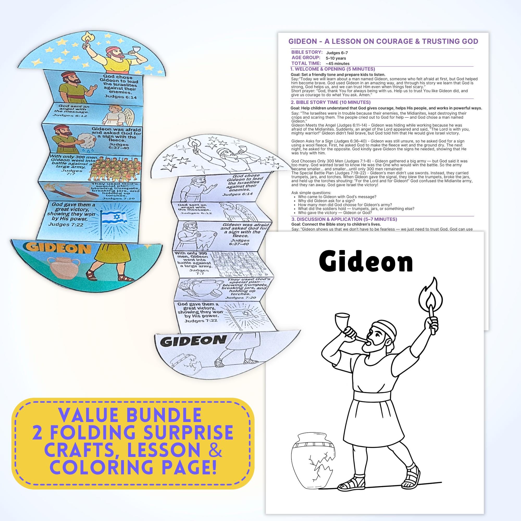 Gideon Craft | Folding Surprise Coloring Activity | Courage and Faith ...