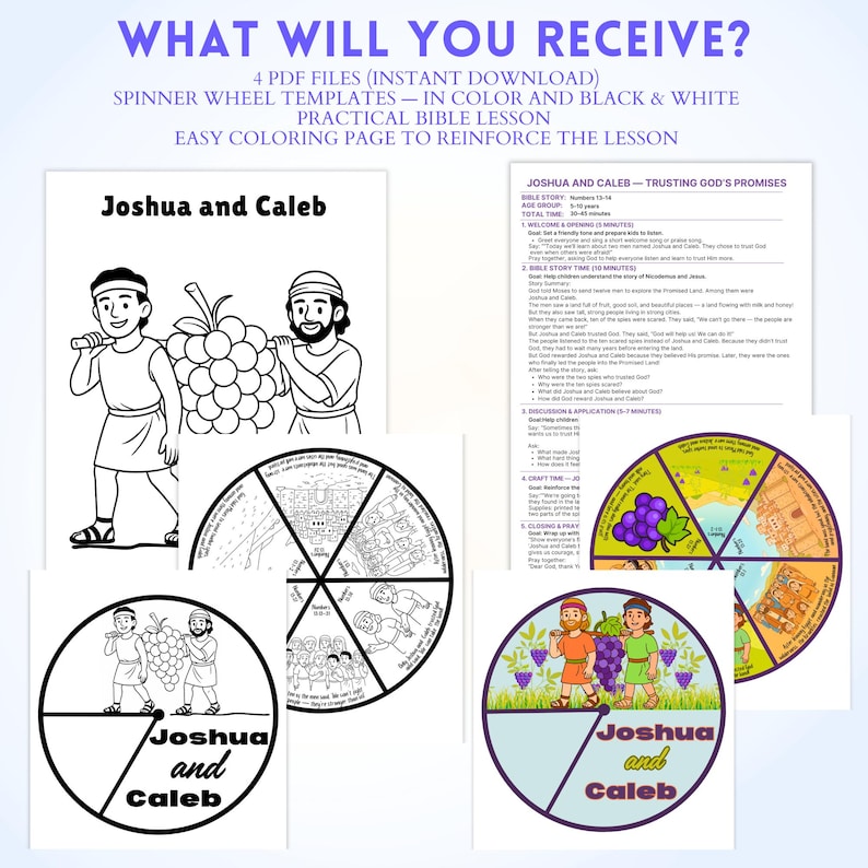 Joshua and Caleb Spinner Wheel Craft (PDF), Printable Sunday School ...