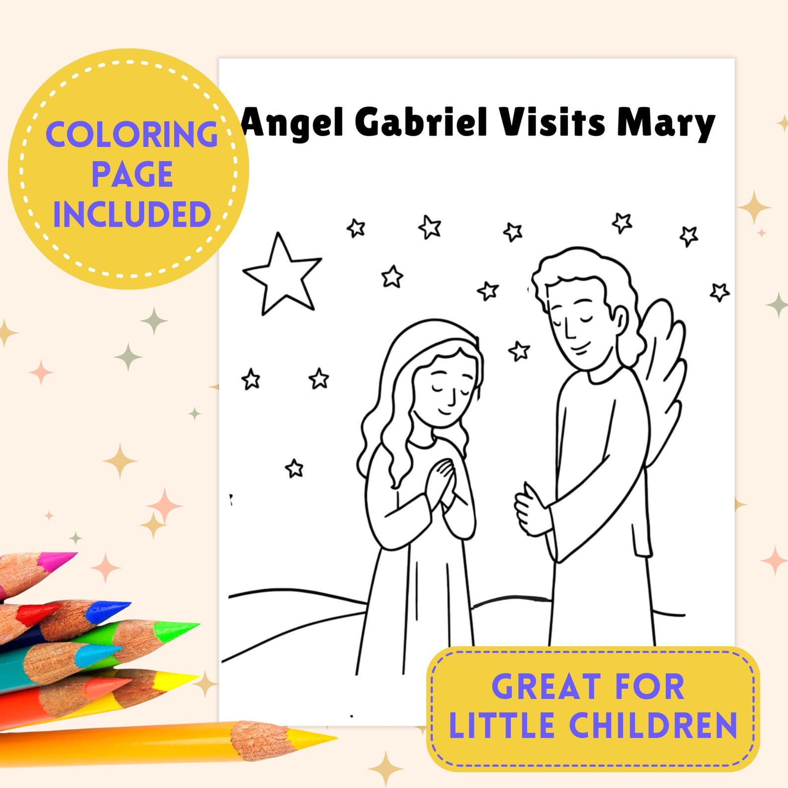 Angel Gabriel Visits Mary Agamograph Craft (PDF) | Printable Bible ...