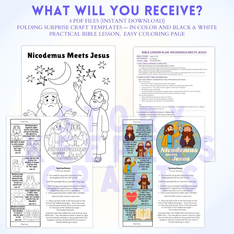 Nicodemus Meets Jesus Craft | Sunday School Bible Lesson & Coloring ...