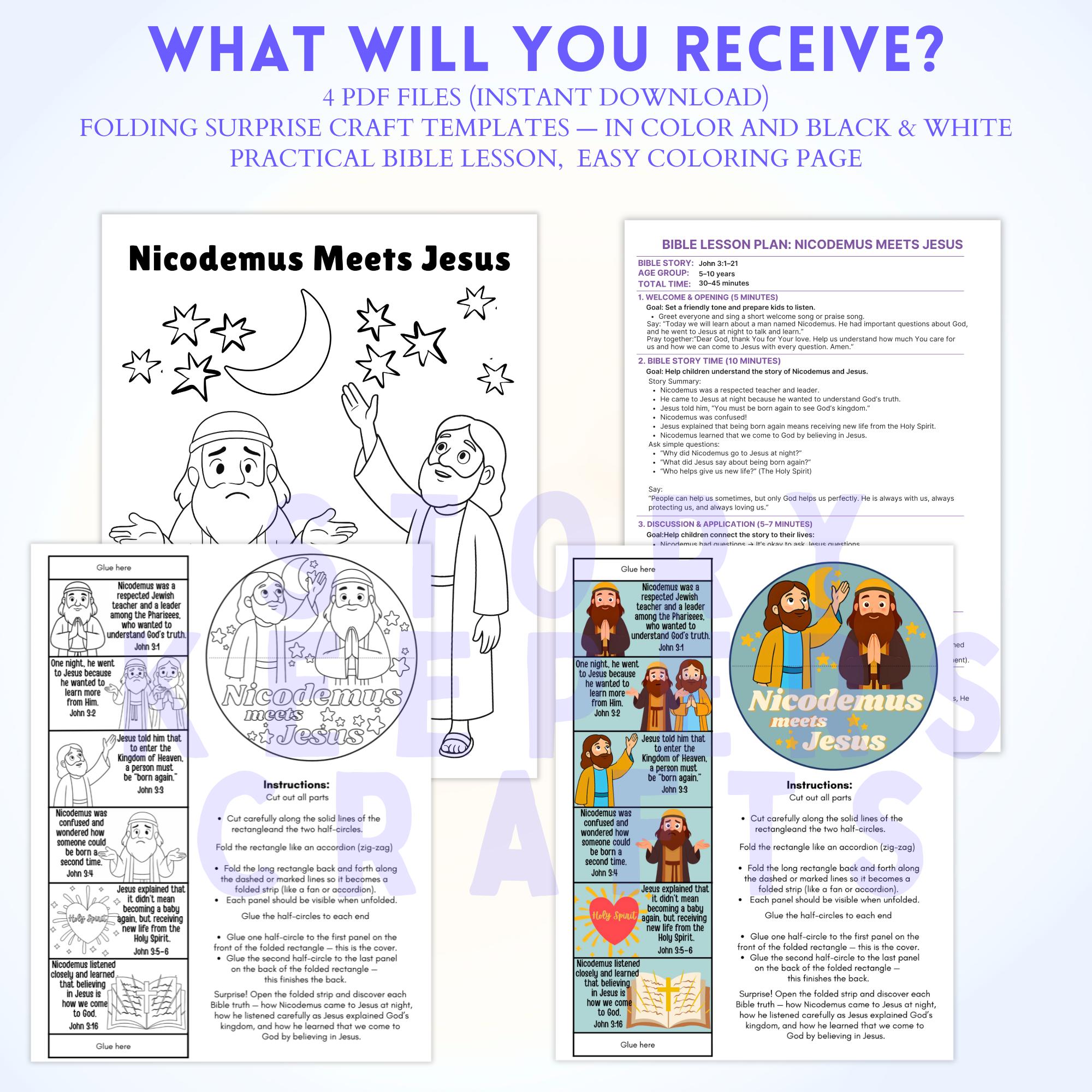 Nicodemus Meets Jesus Craft | Sunday School Bible Lesson & Coloring ...