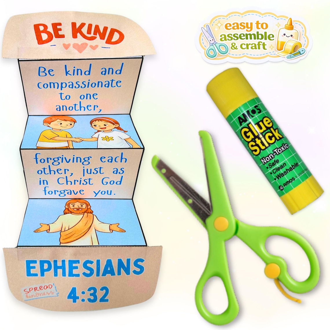 Ephesians 4:32 Bible Craft for Kids | Be Kind Printable Christian ...