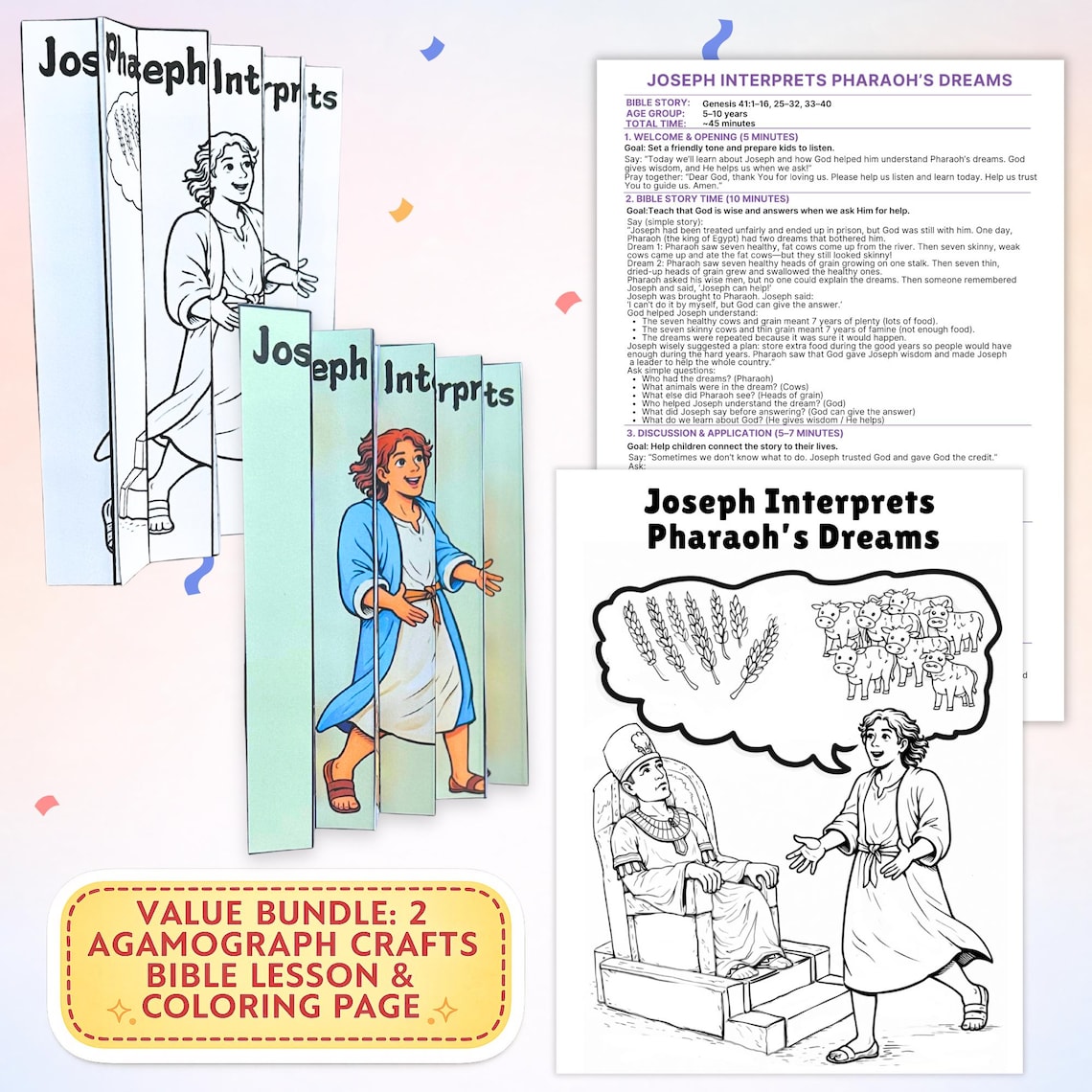 Joseph Interprets Pharaoh’s Dreams Craft | Genesis 41 Bible Agamograph ...