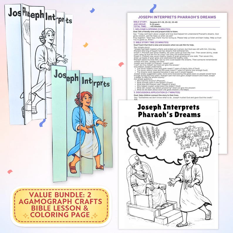 Joseph Interprets Pharaoh’s Dreams Craft | Genesis 41 Bible Agamograph ...