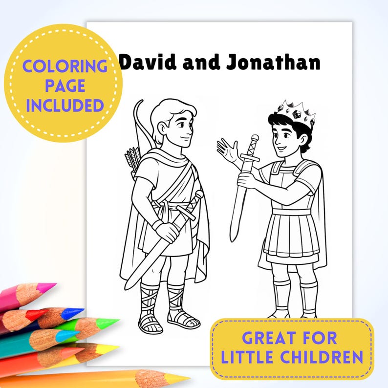 David and Jonathan Bible Craft, Spinner Wheel Coloring Activity ...