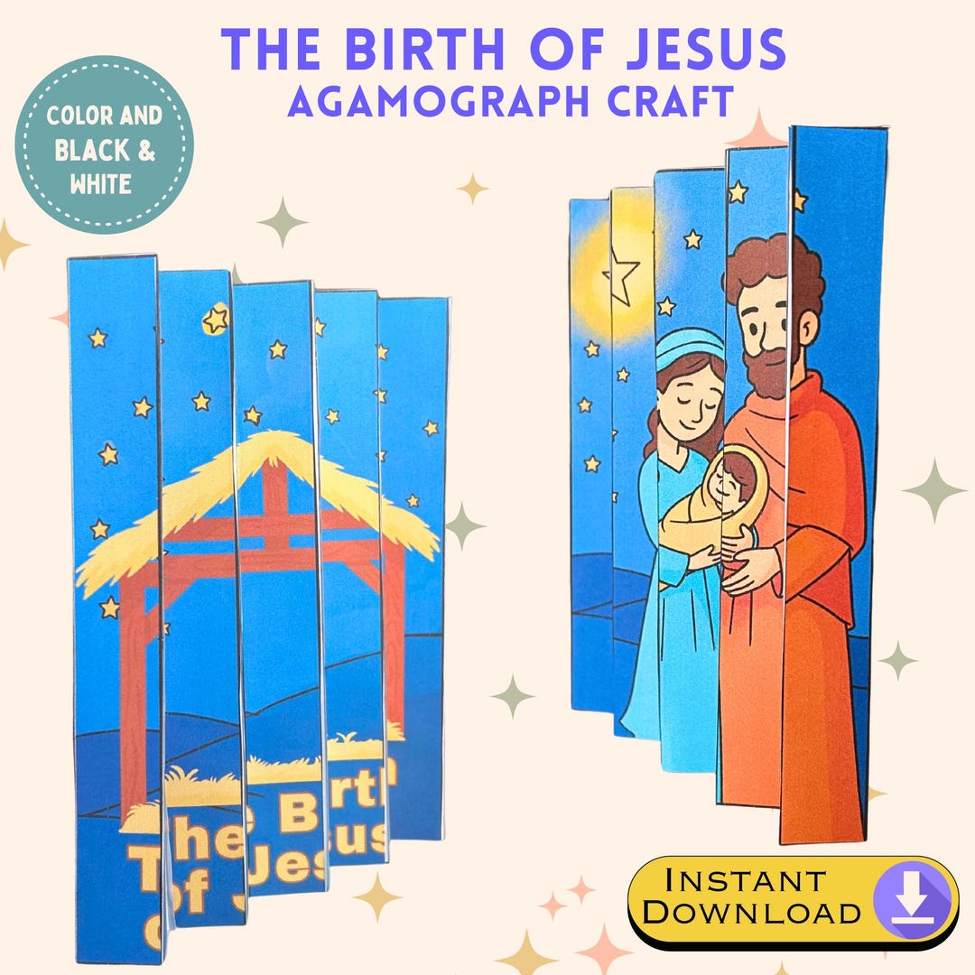 Nativity Christmas Craft – Birth of Jesus Agamograph Printable - Etsy