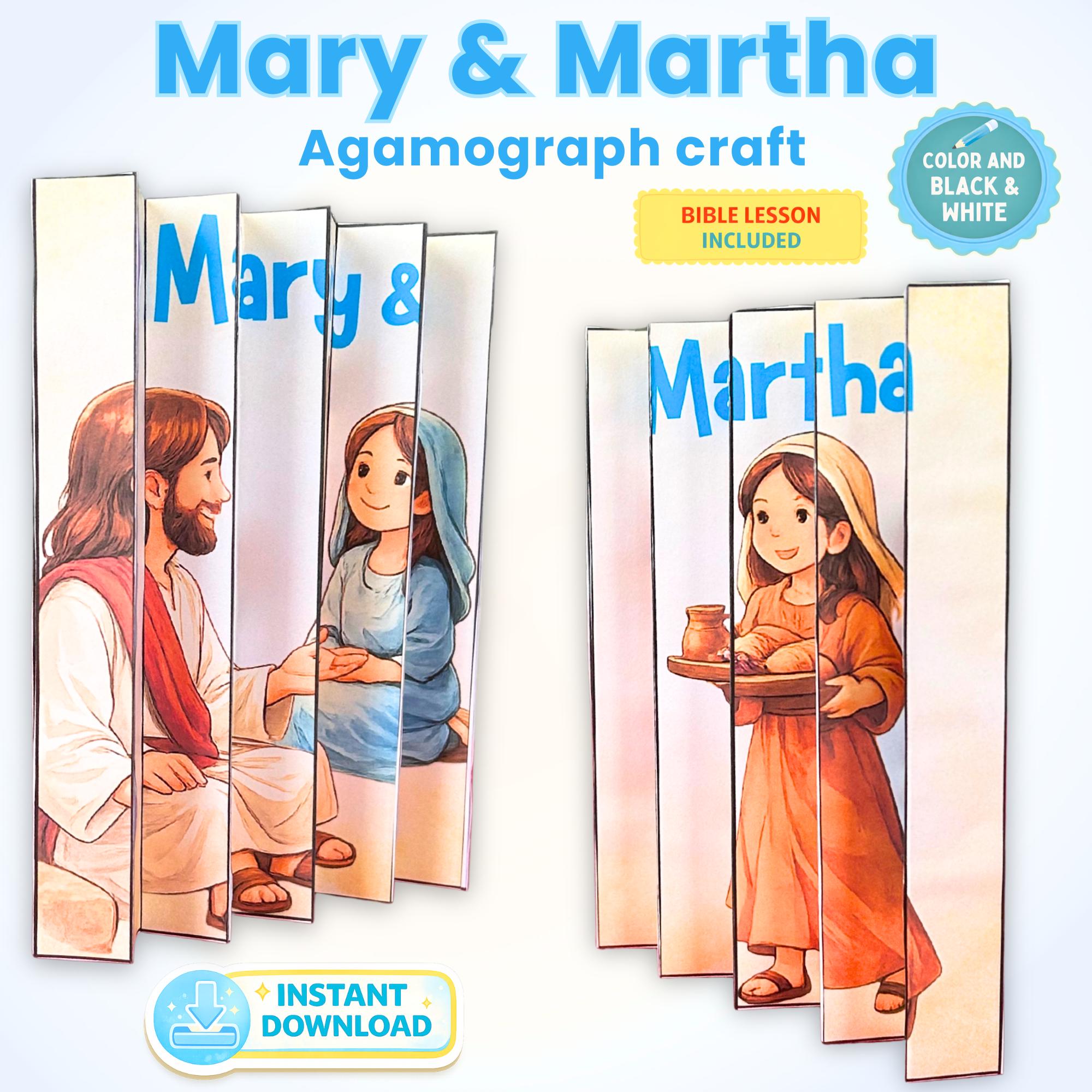 Mary and Martha Agamograph Craft | Printable Sunday School Bible Lesson ...