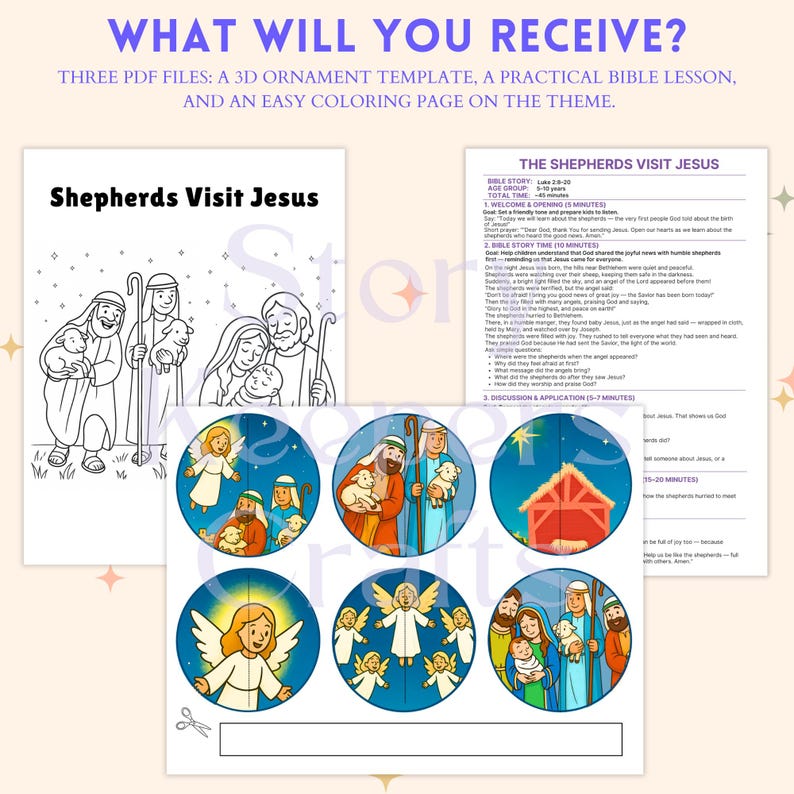 Shepherds Visit Jesus Ornament Craft, 3D Printable Nativity Activity ...