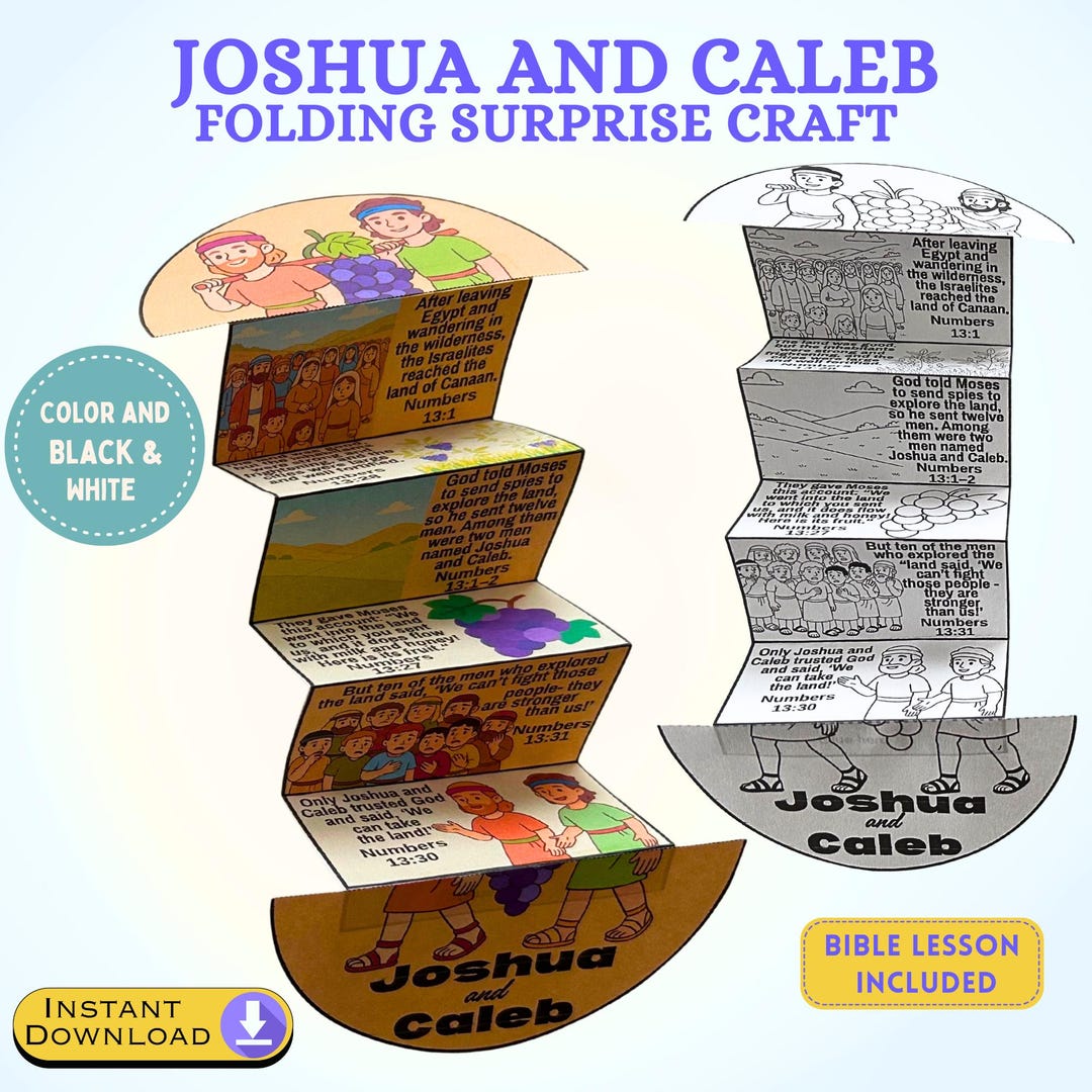 Joshua and Caleb Folding Surprise Craft (PDF) | Printable Bible ...
