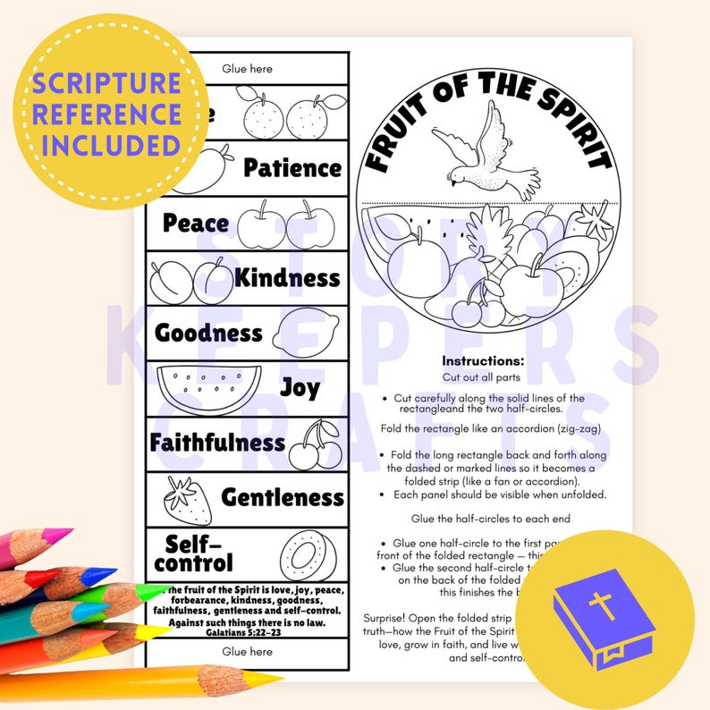 Fruit of the Spirit Craft | Sunday School Bible Lesson & Coloring Page ...