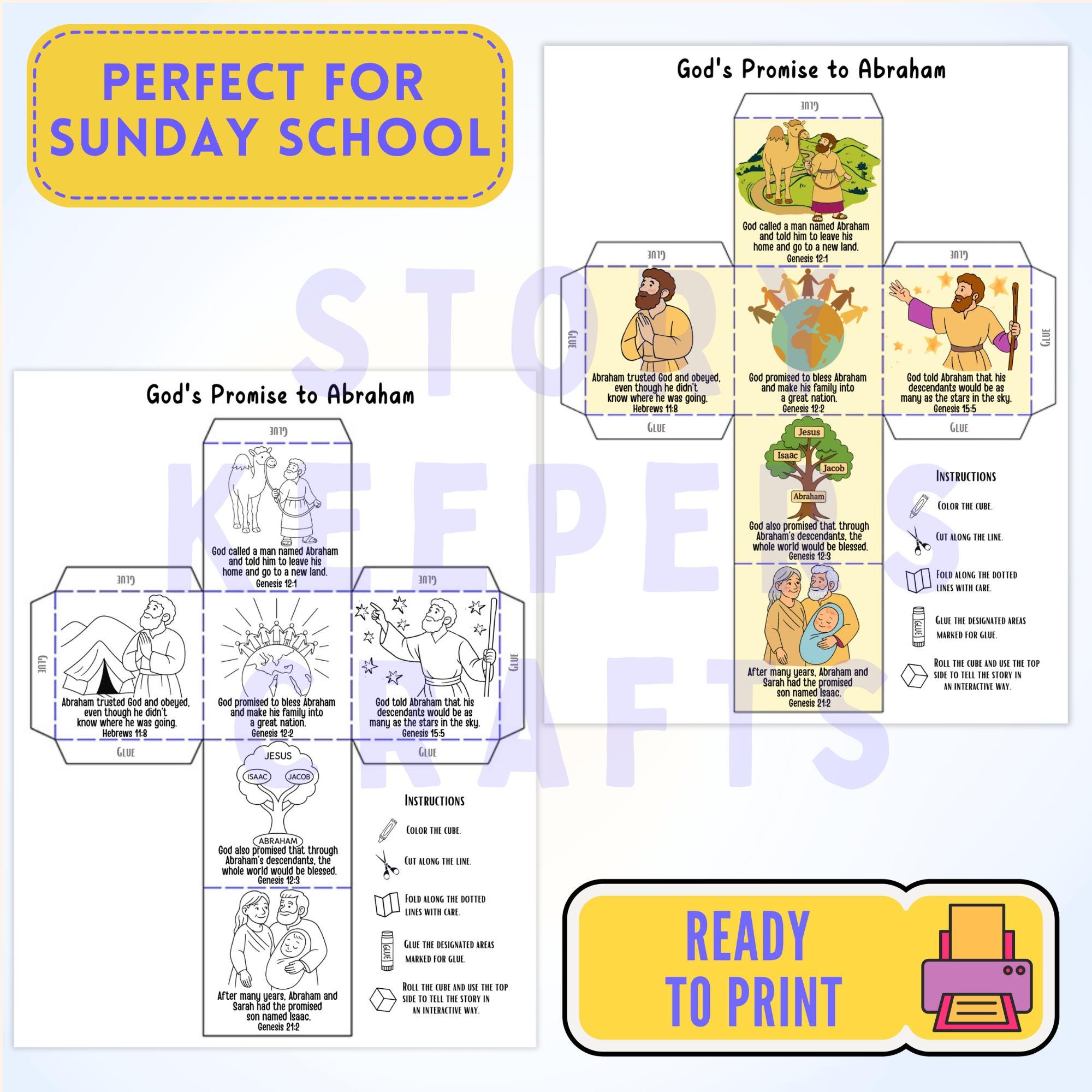 Abraham's Promise 3D Cube Craft | Sunday School Lesson (PDF) - Etsy