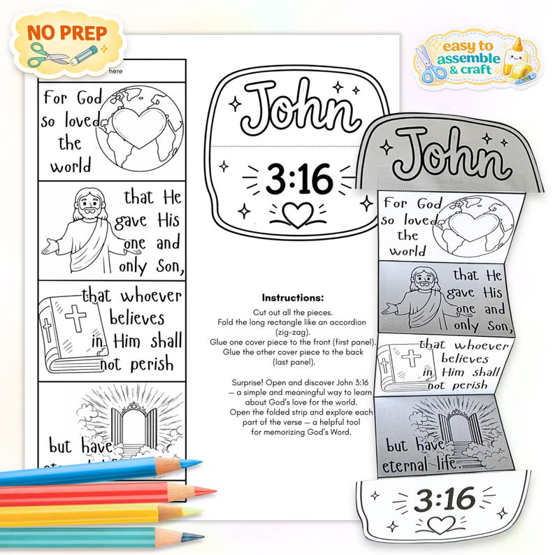 John 3:16 Craft | Bible Verse Folding Craft | Christian Printable ...
