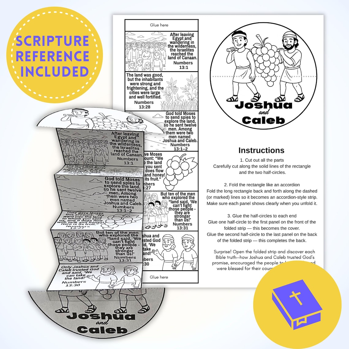 Joshua and Caleb Folding Surprise Craft (PDF) | Printable Bible ...