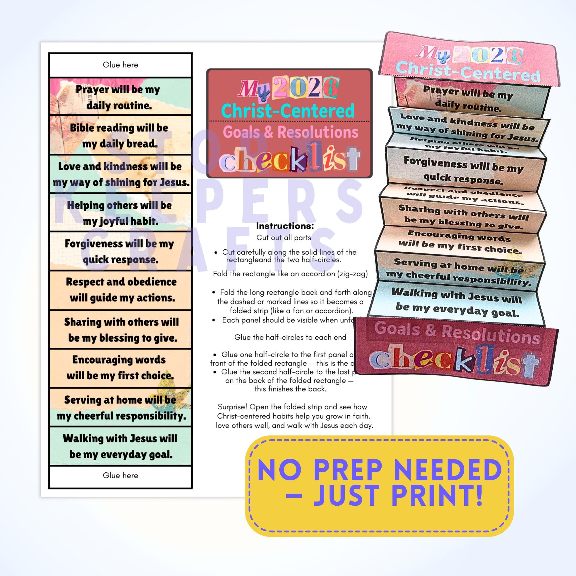 Printable New Year Kids Craft | Resolutions and Grow-in-faith Lesson ...