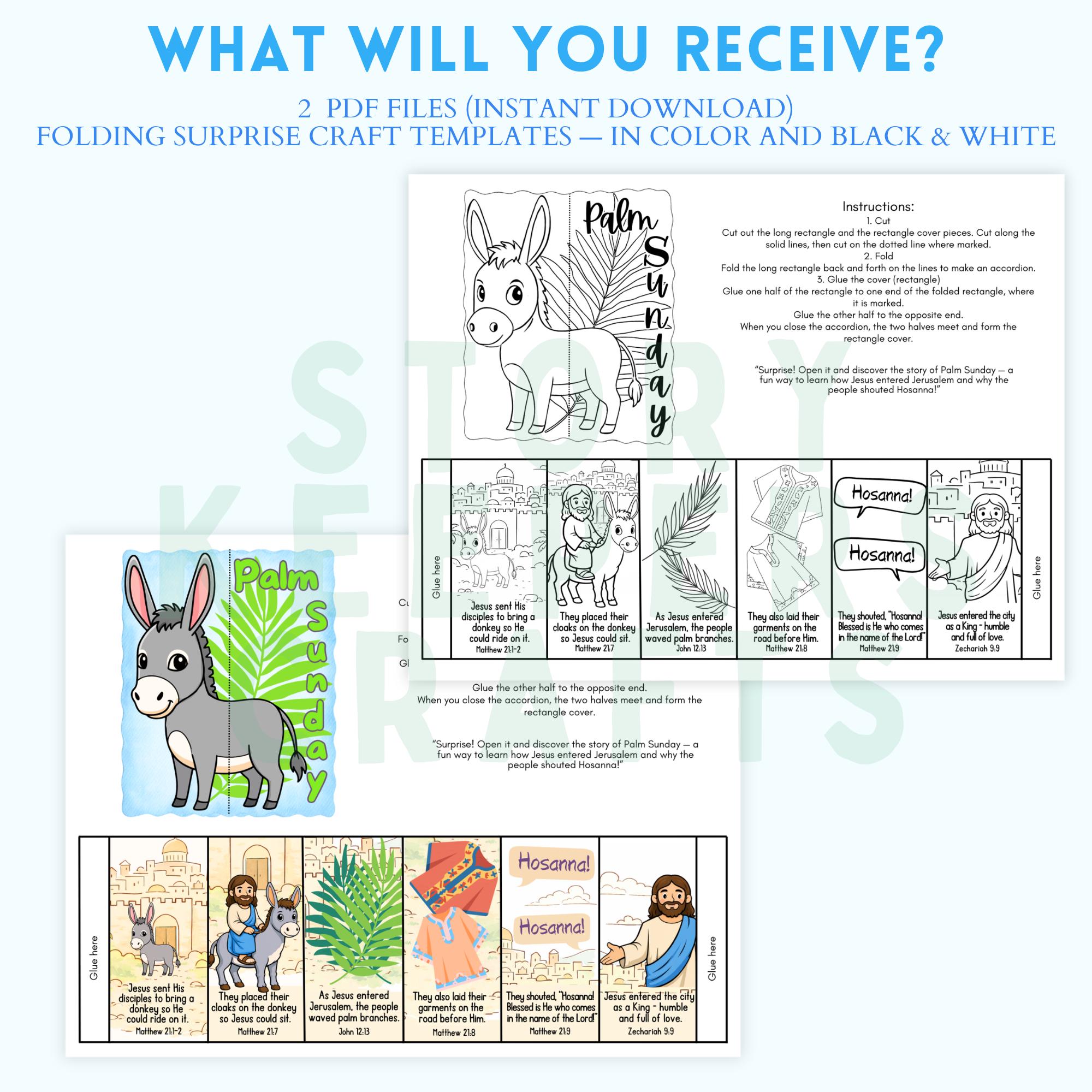 Palm Sunday Bible Craft | Easter Story Folding Surprise Coloring ...