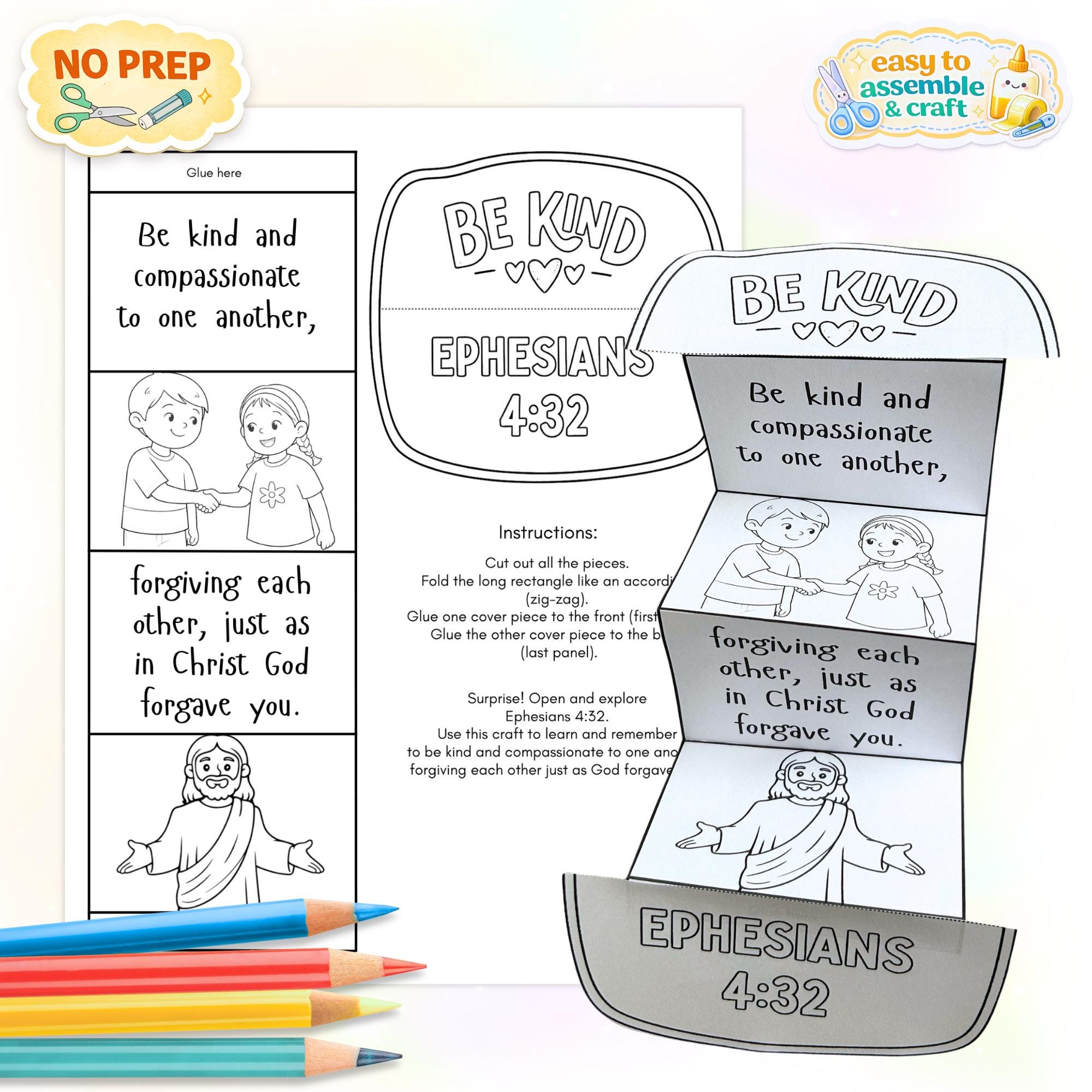 Ephesians 4:32 Bible Craft for Kids | Be Kind Printable Christian ...