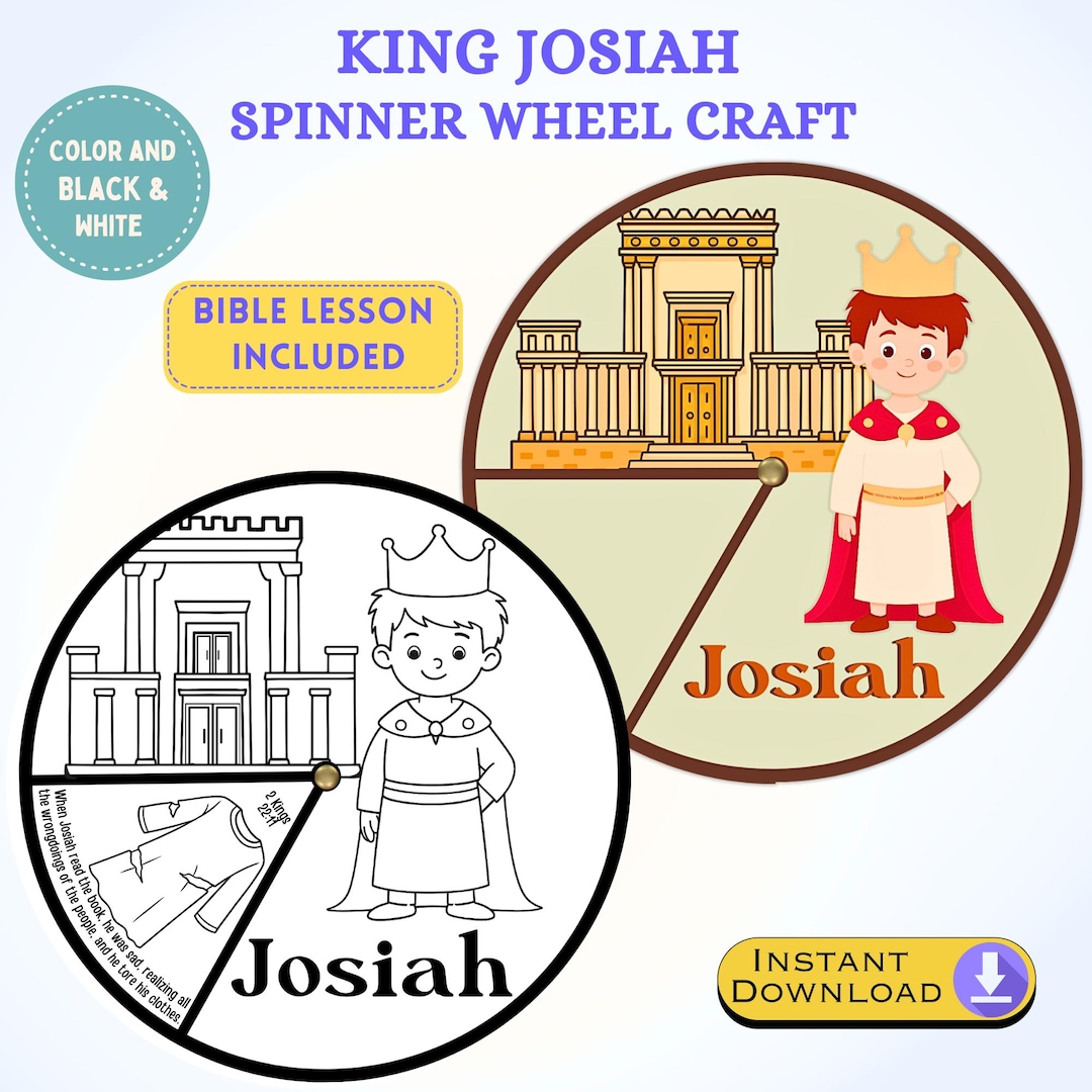 King Josiah Spinner Wheel Craft | Sunday School Activity (PDF) - Etsy