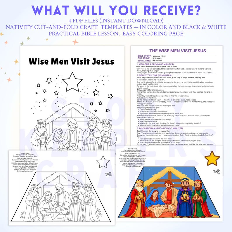 Printable Nativity Craft | Wise Men Visit Jesus Foldable Scene Activity ...