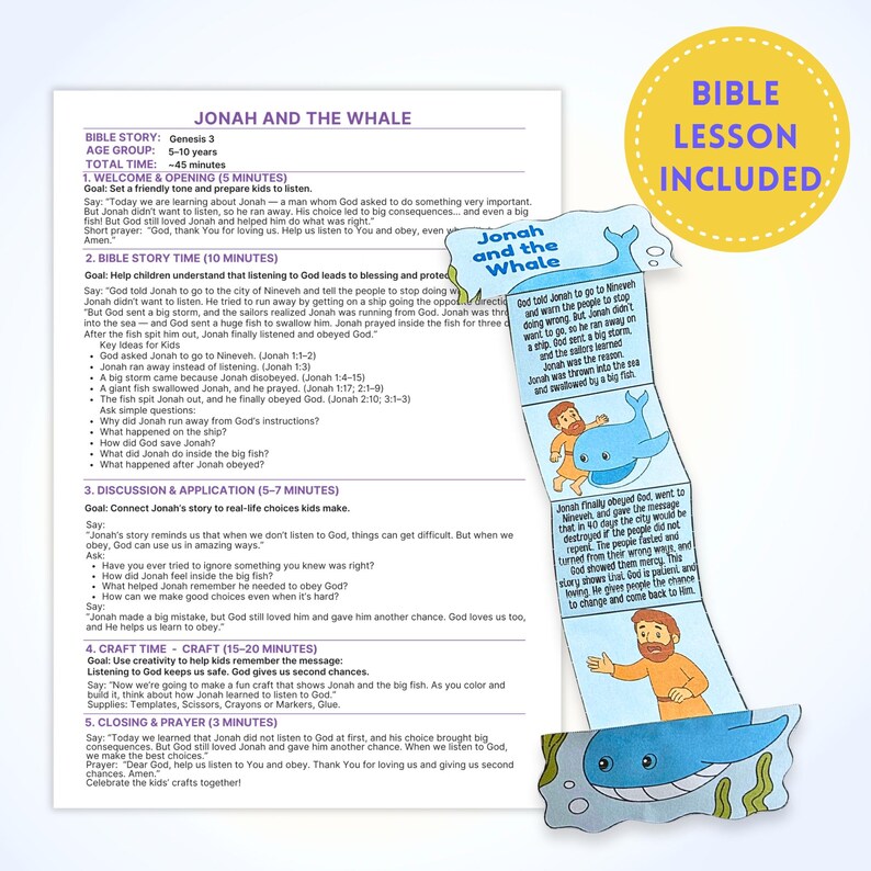 Jonah and the Whale Craft | Folding Surprise Coloring Booklet | Sunday ...