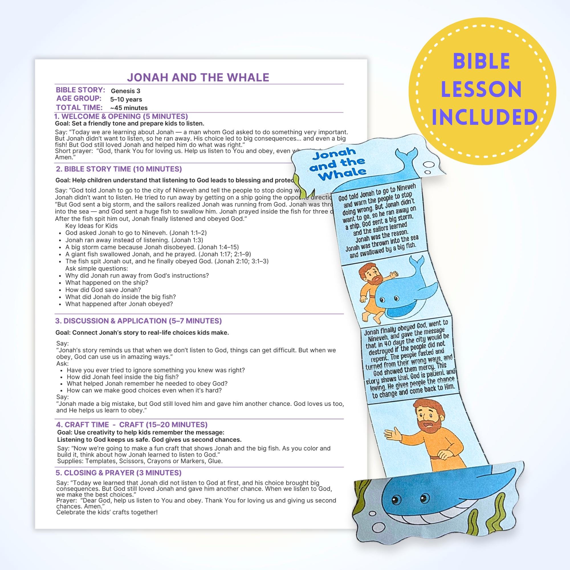 Jonah and the Whale Craft | Folding Surprise Coloring Booklet | Sunday ...