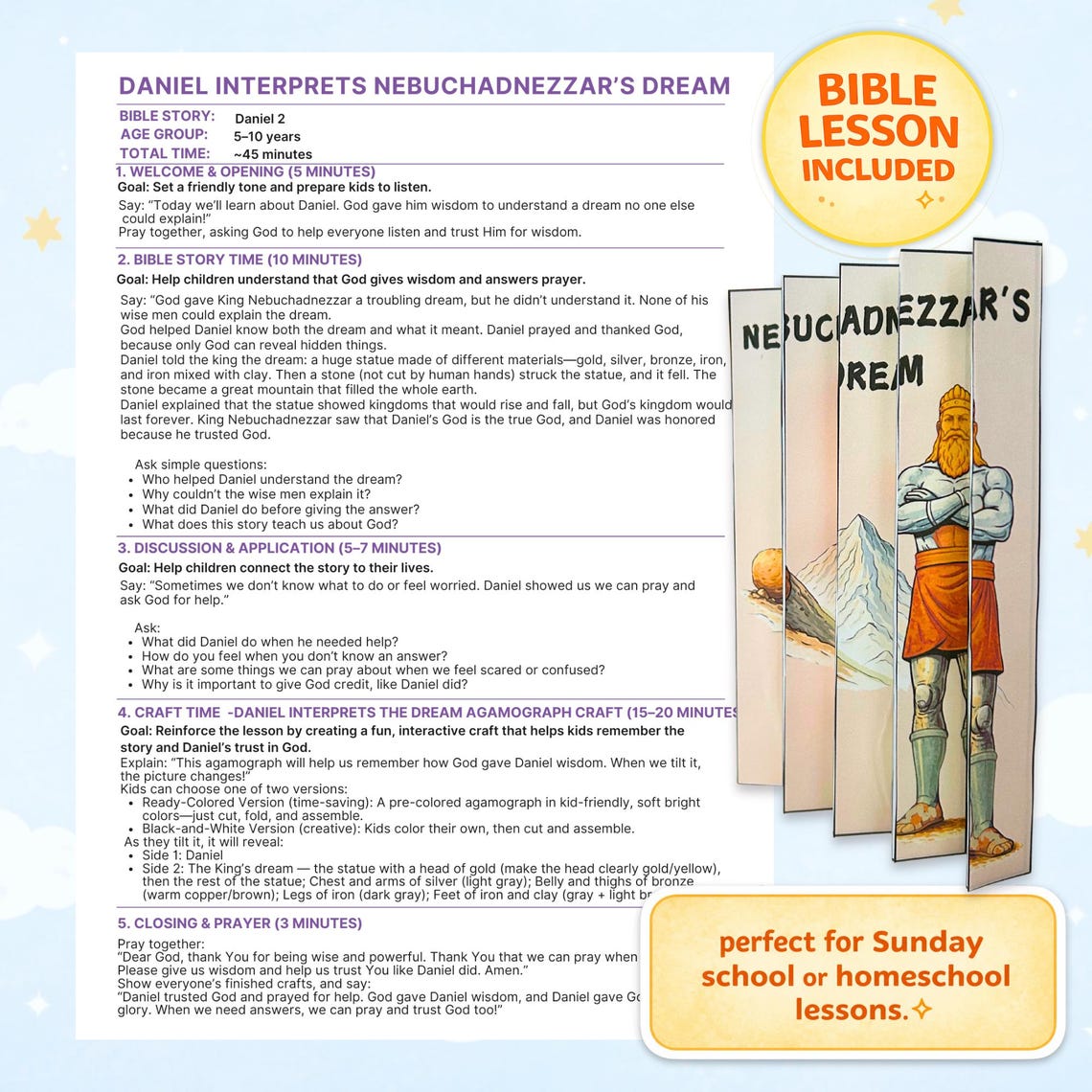 Daniel Interprets Nebuchadnezzar’s Dream Agamograph Craft | Bible ...