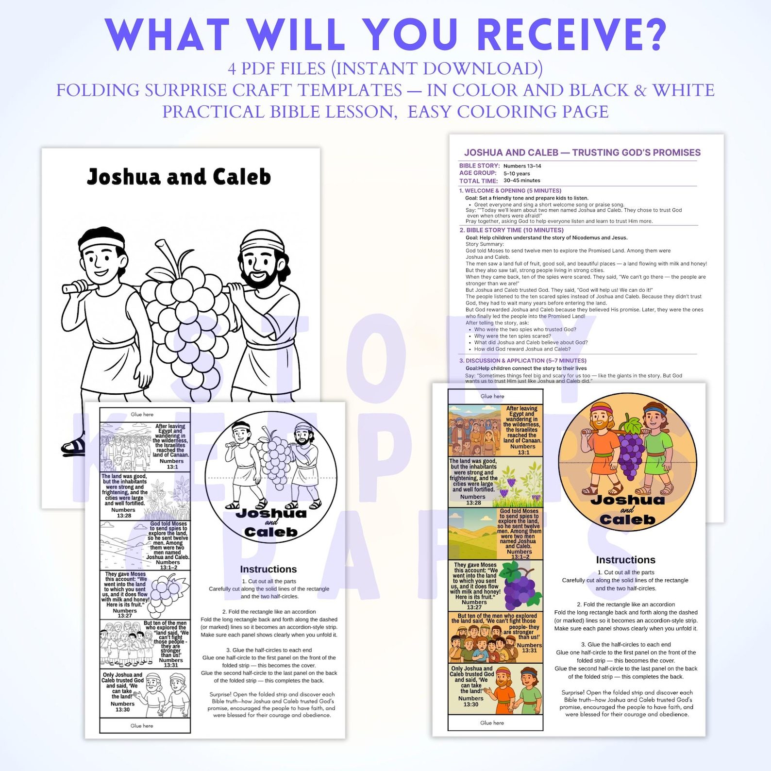 Joshua and Caleb Folding Surprise Craft (PDF) | Printable Bible ...