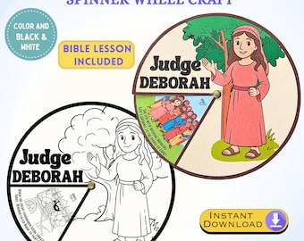 Judge Deborah Bible Craft, Printable Deborah and Barak Coloring Spinner ...