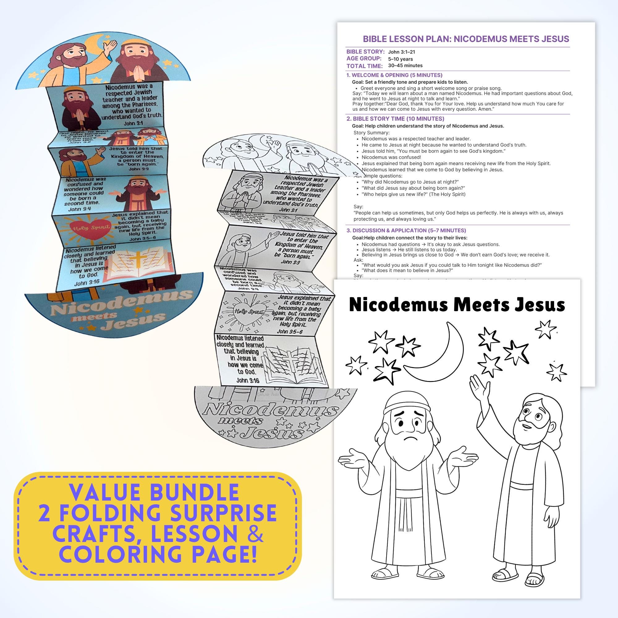 Nicodemus Meets Jesus Craft | Sunday School Bible Lesson & Coloring ...