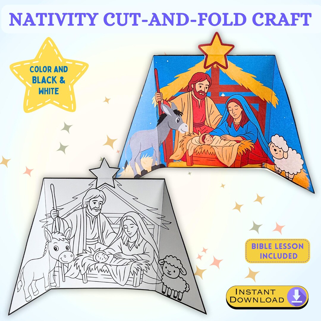 Printable Nativity Craft | the Birth of Jesus Foldable Bible Scene ...
