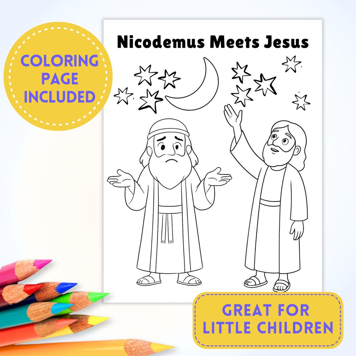 Nicodemus Meets Jesus Cube Craft (PDF) | Printable Bible Coloring ...