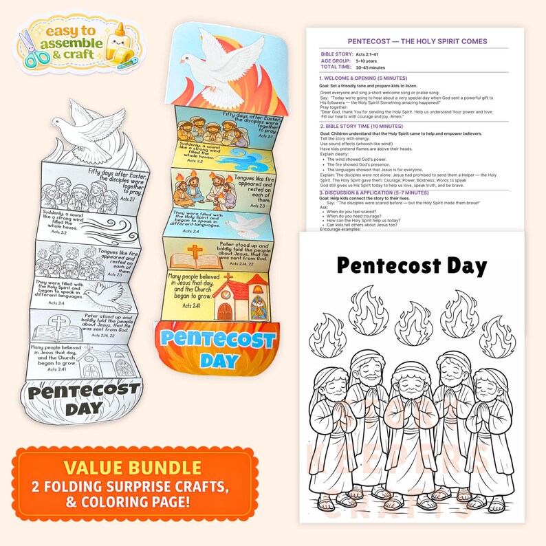 Pentecost Day Bible Craft | Sunday School Folding Surprise Booklet ...
