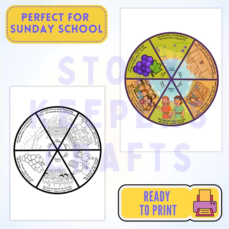 Joshua and Caleb Spinner Wheel Craft (PDF), Printable Sunday School ...