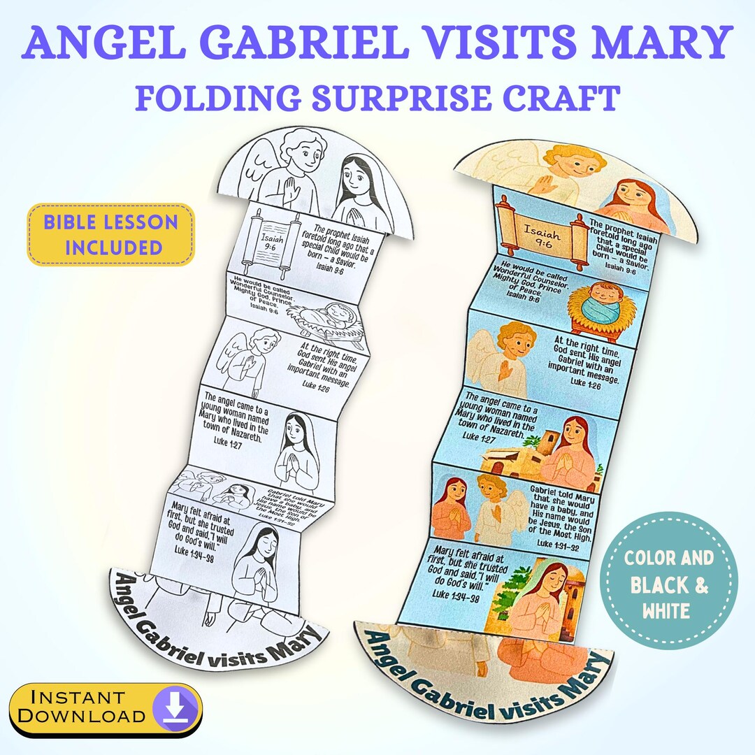 Angel Gabriel Visits Mary Craft, Annunciation Sunday School Lesson (PDF ...