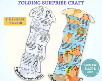 Angel Gabriel Visits Mary Folding Surprise Craft, Christmas Story for ...