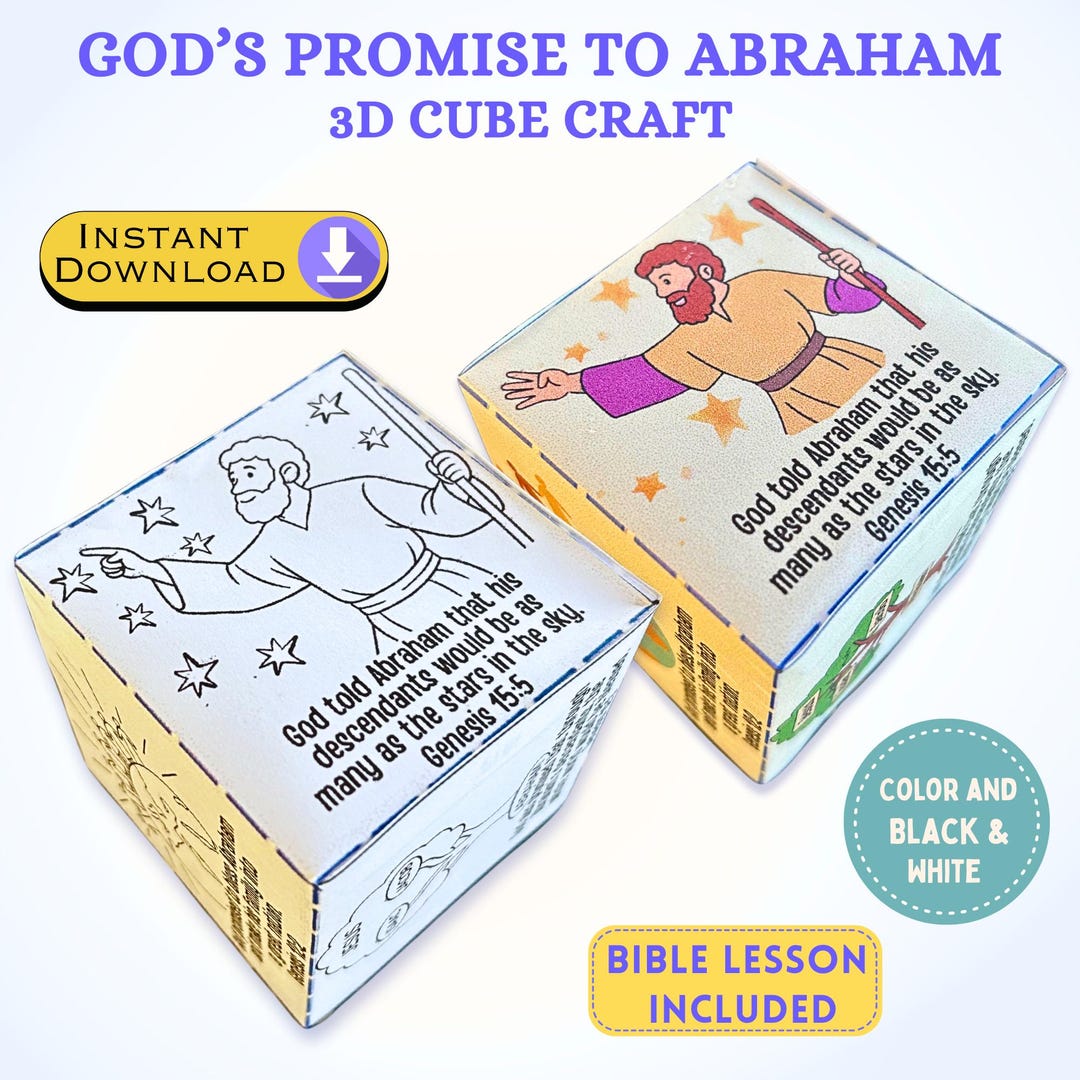 Abraham's Promise 3D Cube Craft | Sunday School Lesson (PDF) - Etsy