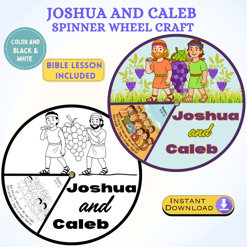 Joshua and Caleb Spinner Wheel Craft (PDF), Printable Sunday School ...