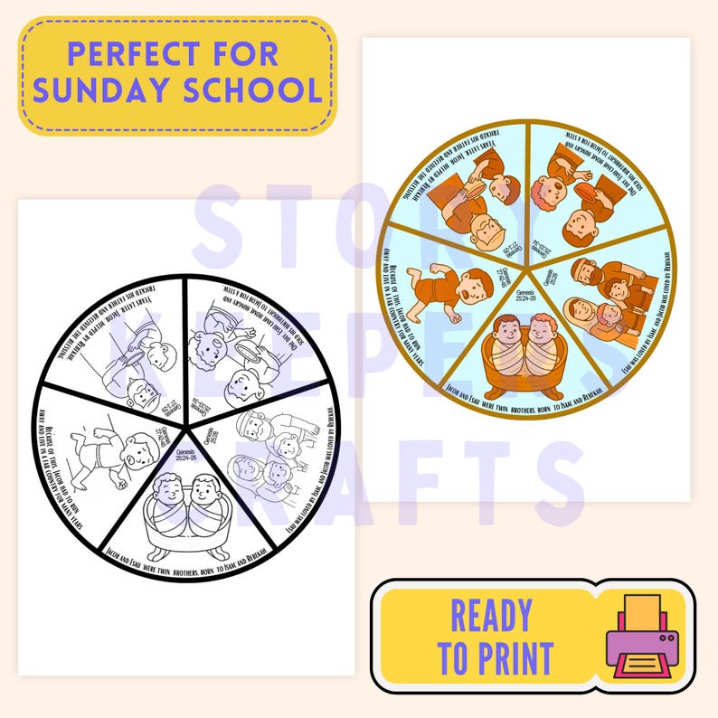 Jacob and Esau Spinner Wheel Craft | Bible Lesson, Sunday School (PDF ...