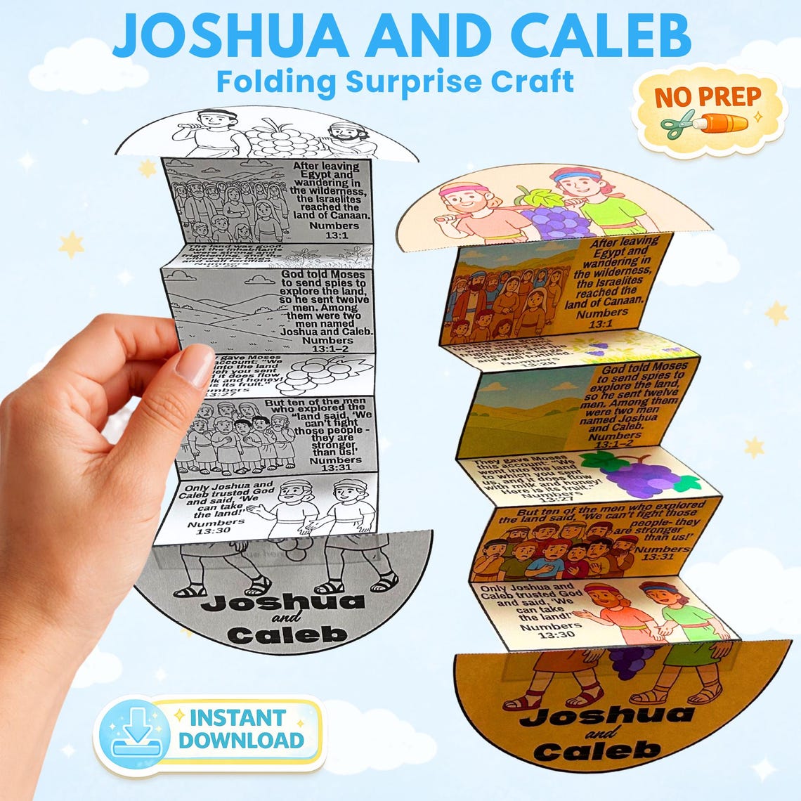 Joshua and Caleb Folding Surprise Craft (PDF) | Printable Bible ...