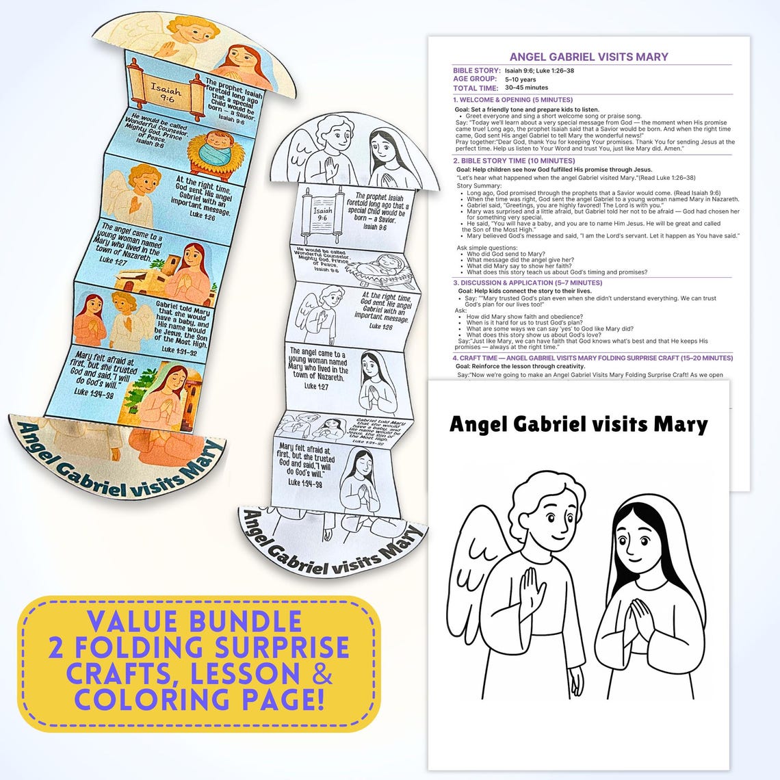 Angel Gabriel Visits Mary Craft, Annunciation Sunday School Lesson (PDF ...