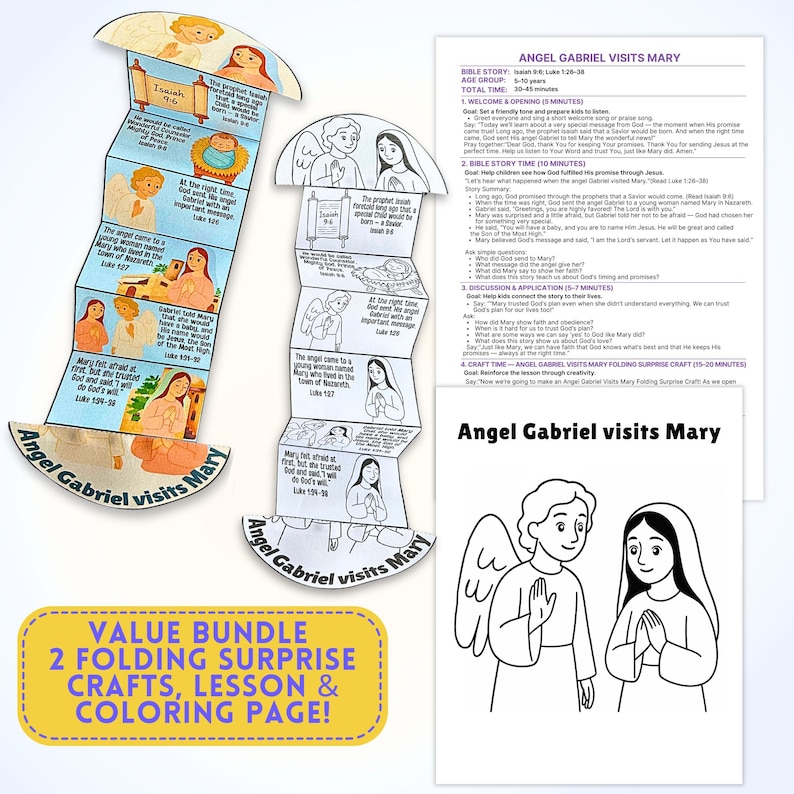 Angel Gabriel Visits Mary Craft, Annunciation Sunday School Lesson (PDF ...