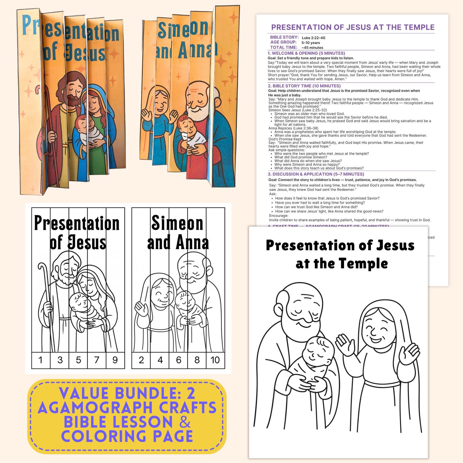Presentation of Jesus at the Temple Craft – Printable Simeon & Anna ...